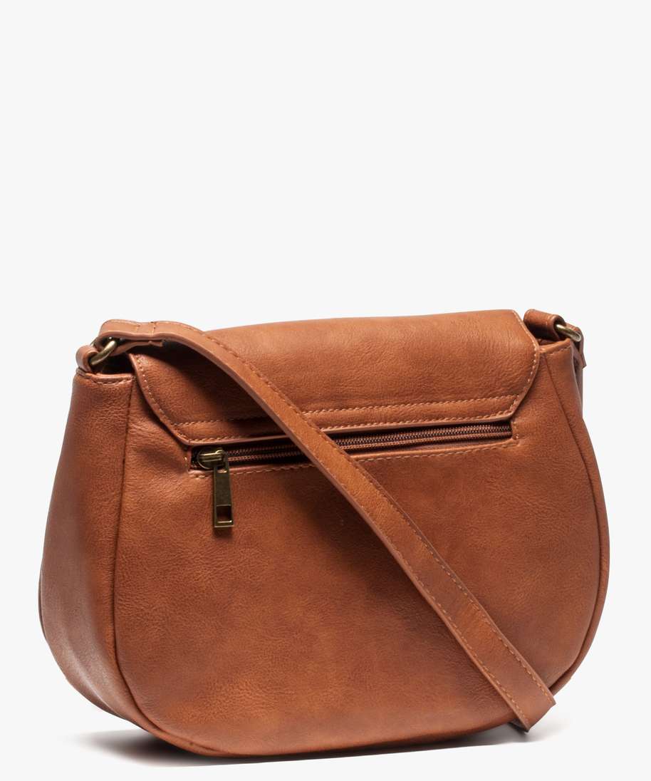 sac a main forme besace avec motifs graves sur le rabat orange sacs ...