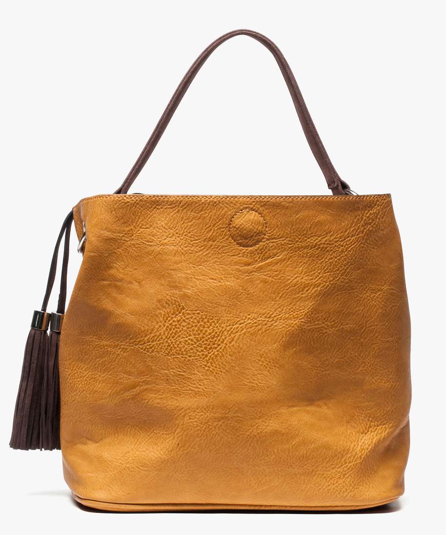 sac a main multimatiere forme seau porte epaule ou croise jaune sacs a ...