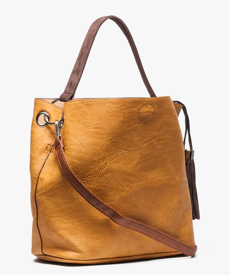 sac a main multimatiere forme seau porte epaule ou croise jaune sacs a ...