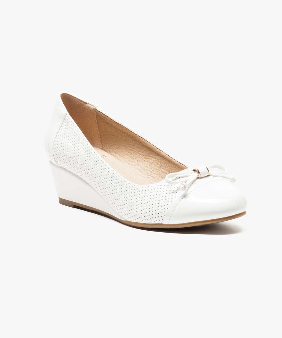 ballerines a talon compense avec bout et talon vernis blanc escarpins ...