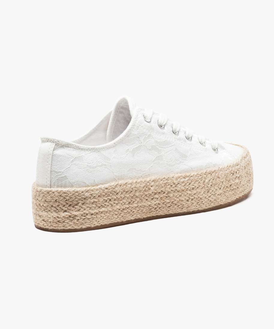 baskets basses en toile irisee avec semelle plateforme en corde blanc ...