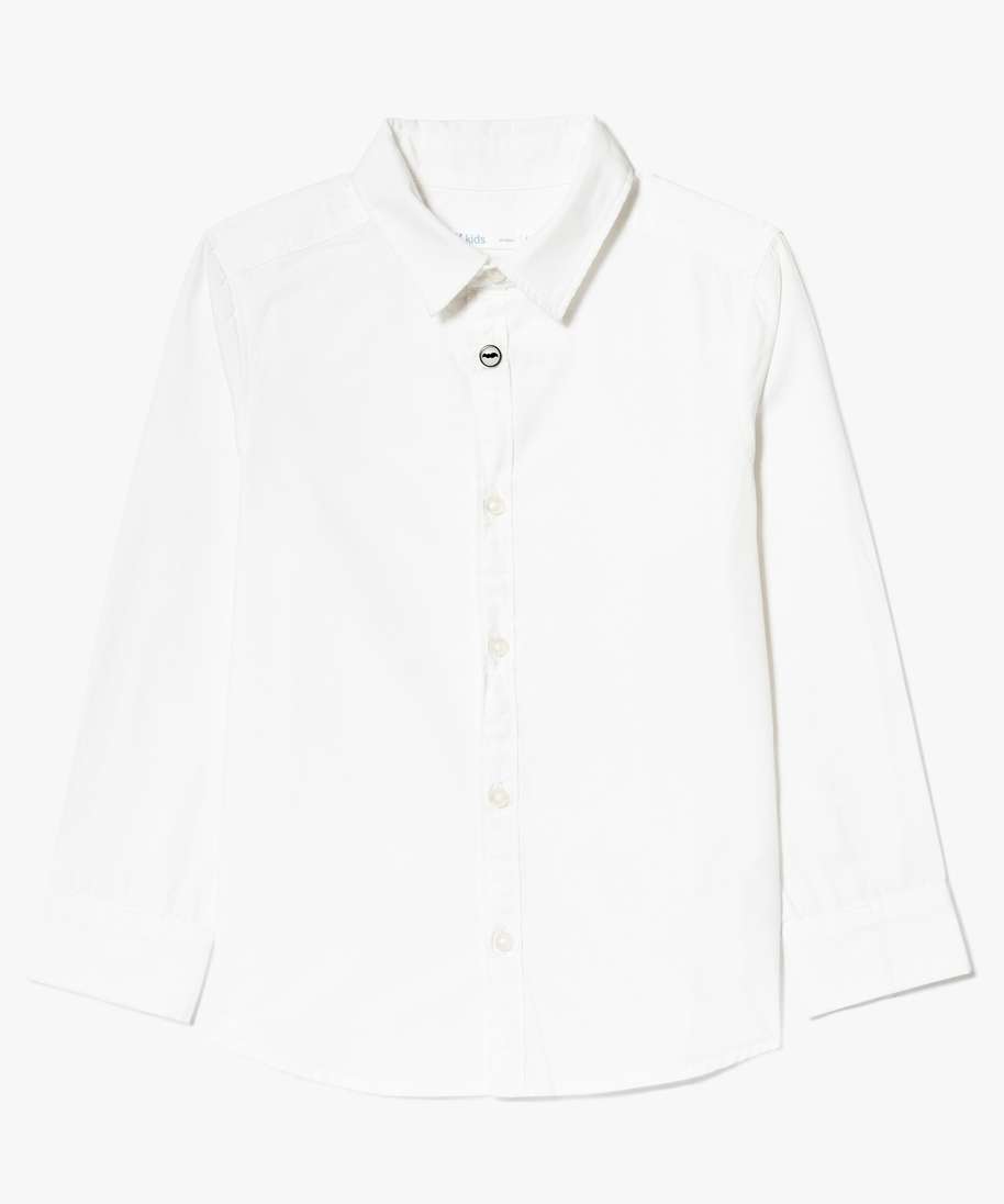 chemise garcon unie a manches longues blanc garcon | GÉMO