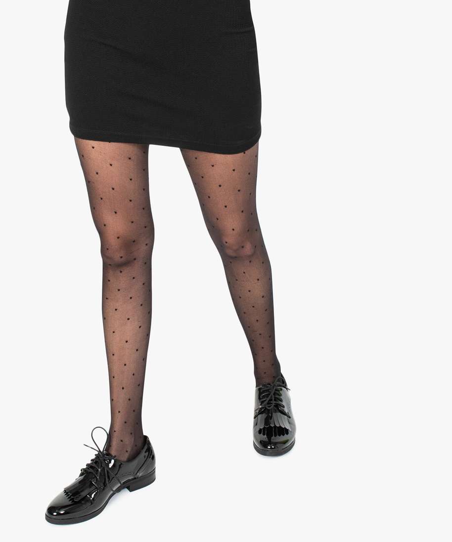 collants femme a motifs plumetis noir standard collants femme | GÉMO