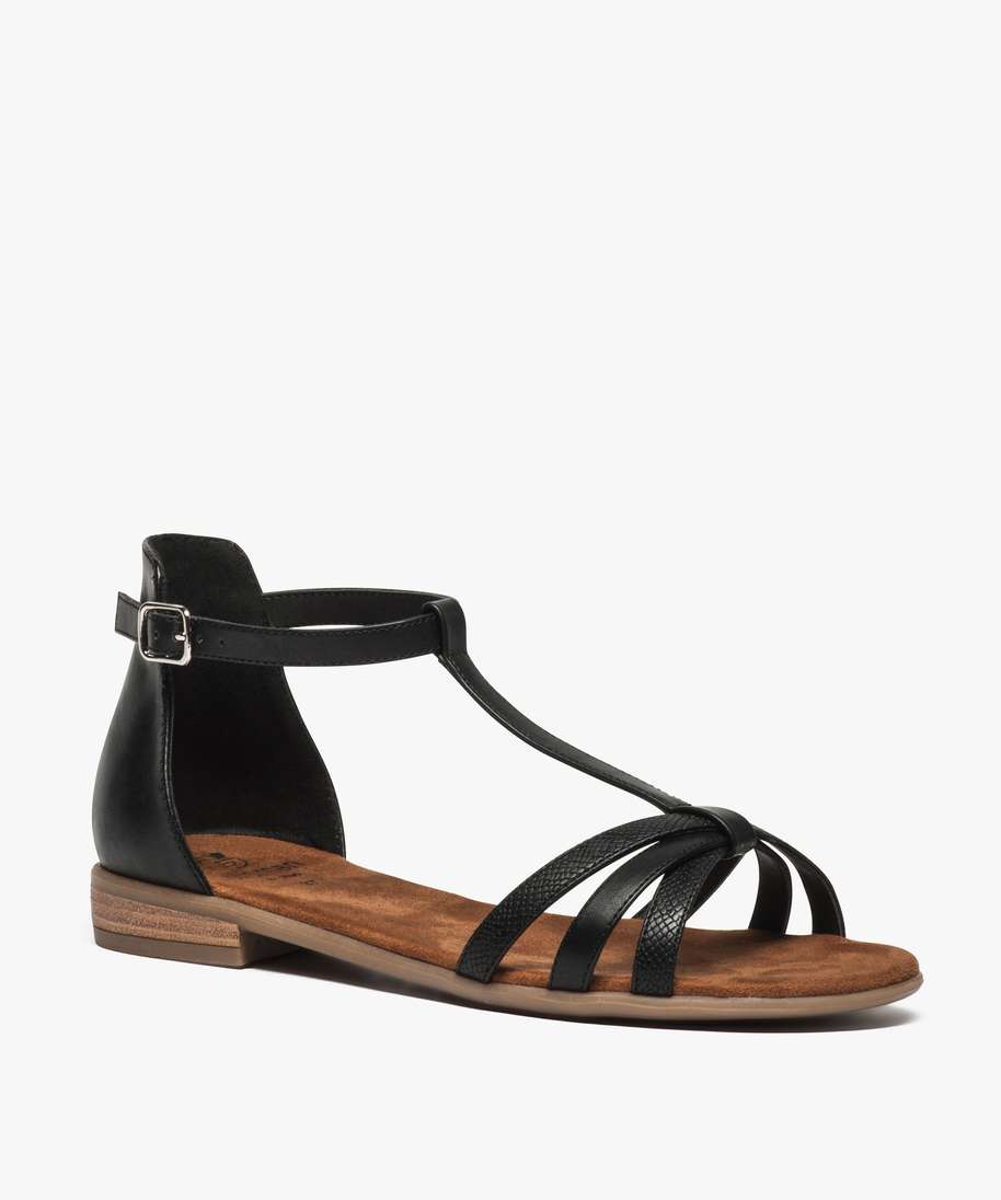 sandales femme a talon ferme avec brides aspect python noir standard ...