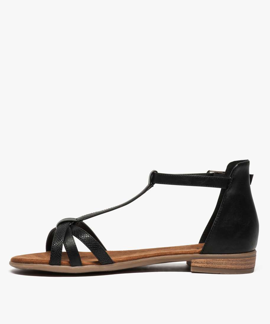 sandales femme a talon ferme avec brides aspect python noir standard ...