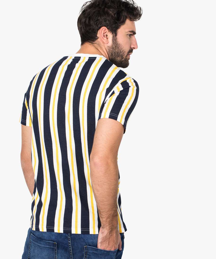 tee-shirt homme a rayures verticales tricolores imprime tee-shirts ...