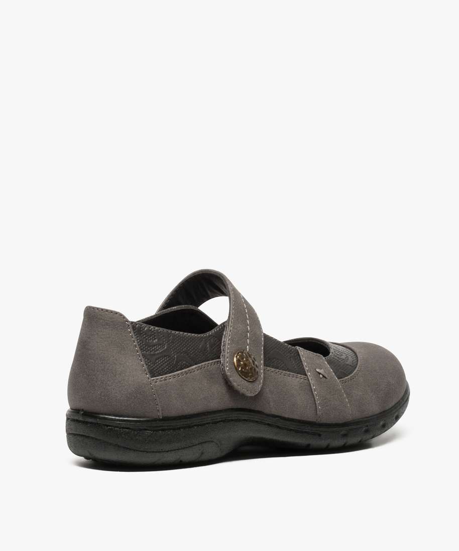chaussures confort femme ballerines avec bride a scratch gris femme | GÉMO