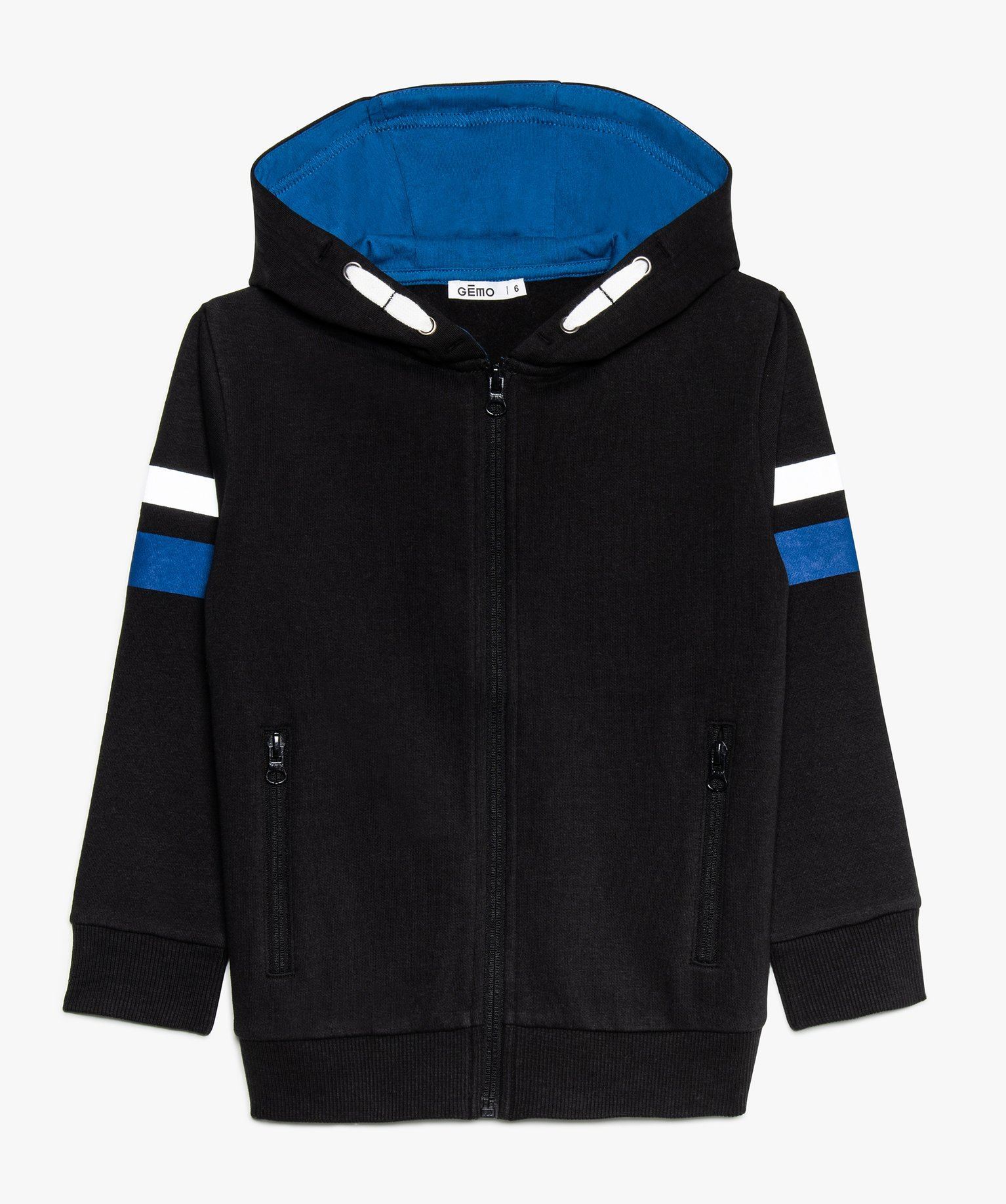 sweat garcon zippe a capuche et bandes reflechissantes noir vif sweats ...