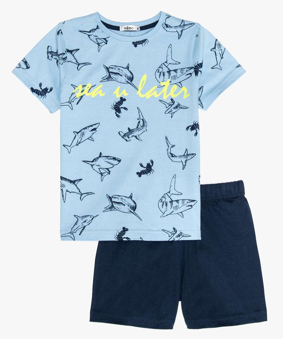 pyjashort garcon imprime requins multicolore pyjamas garcon | GÉMO