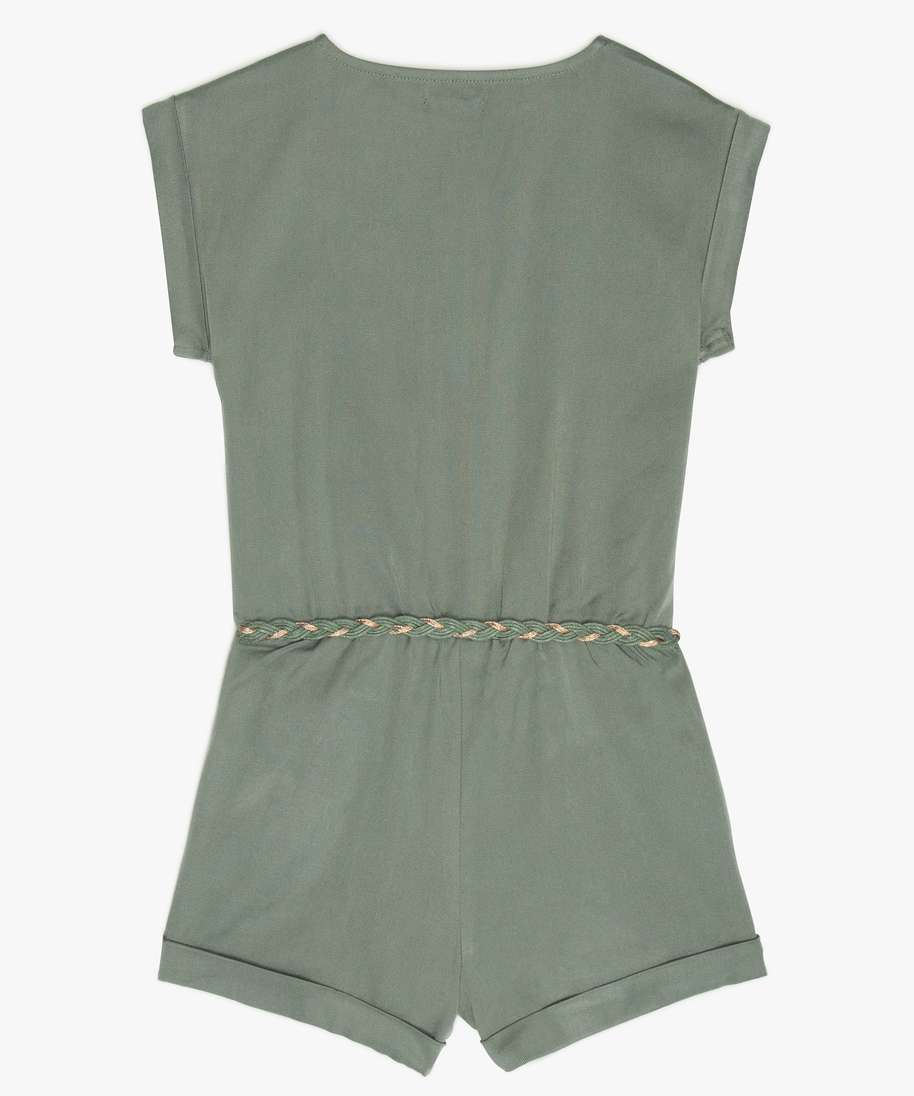 combishort fille a touches brillantes et ceinture tressee vert ...