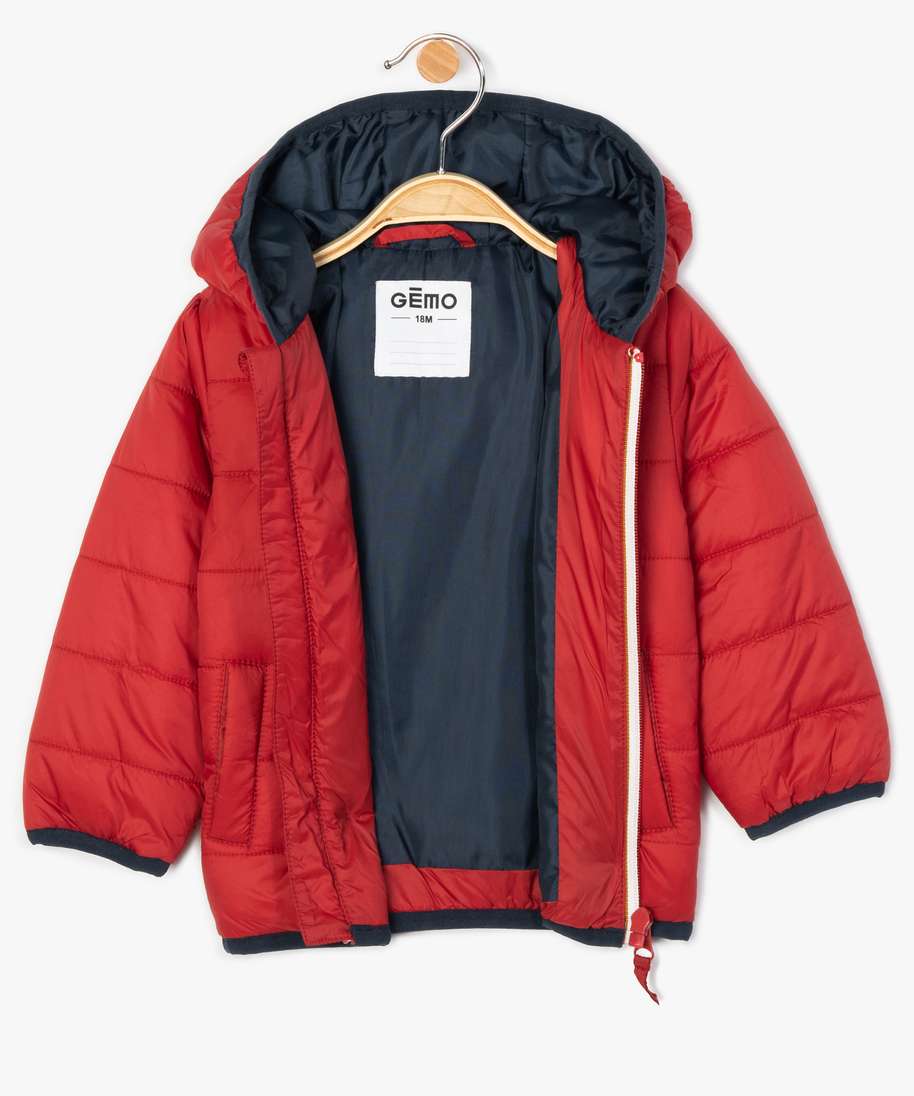 doudoune bebe garcon a capuche et details contrastants rouge doudounes ...