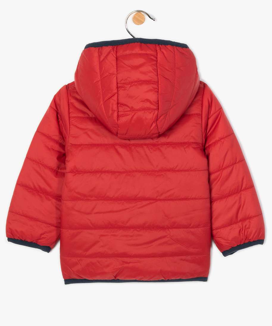 doudoune bebe garcon a capuche et details contrastants rouge doudounes ...