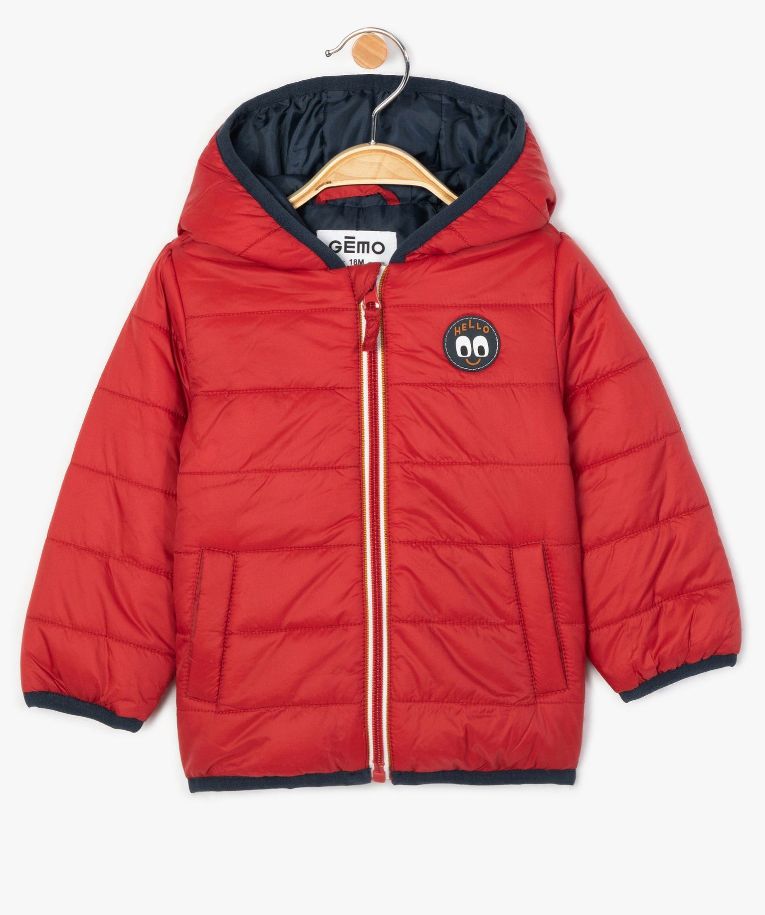 doudoune bebe garcon a capuche et details contrastants rouge doudounes ...