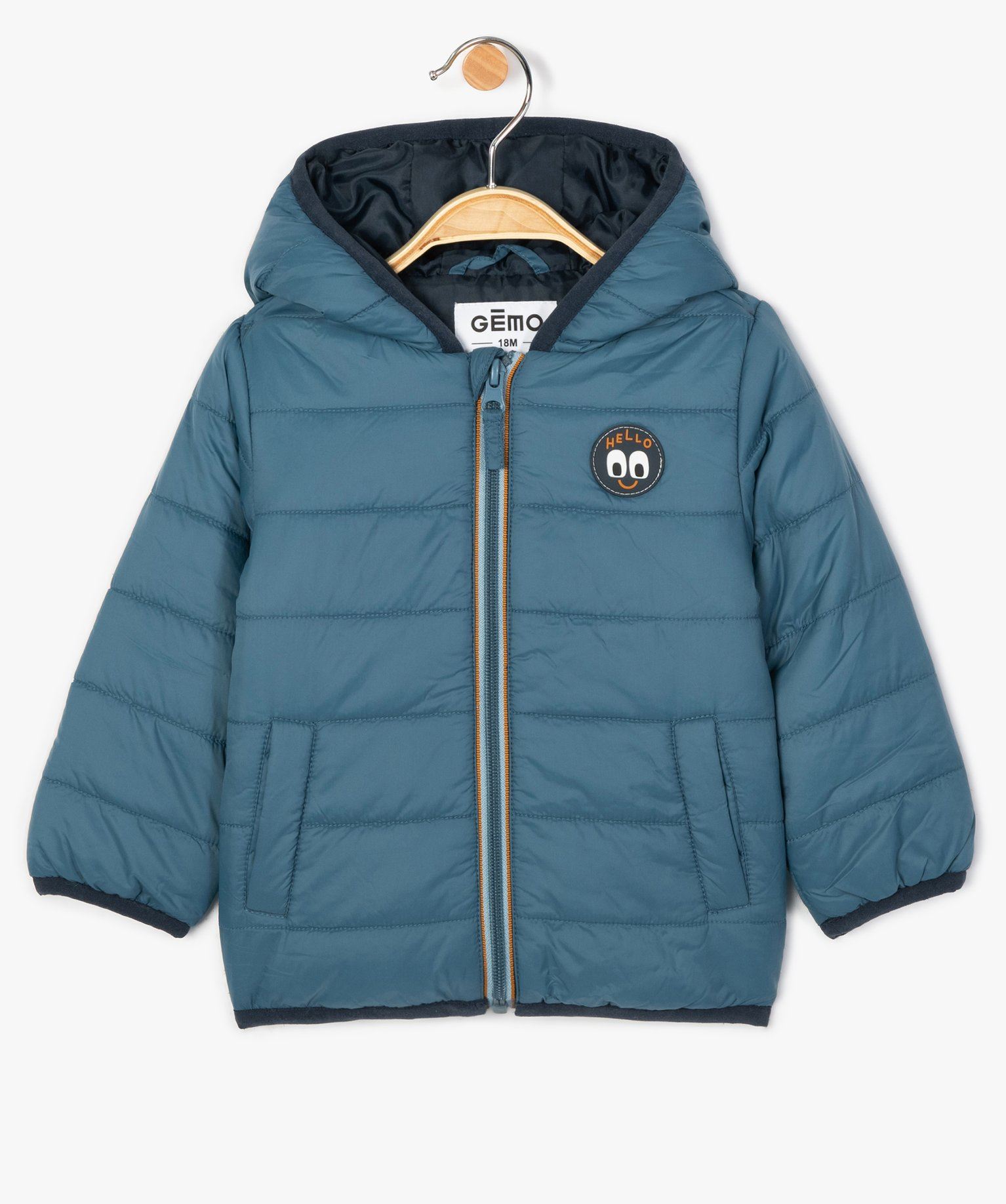 doudoune bebe garcon a capuche et details contrastants bleu doudounes ...
