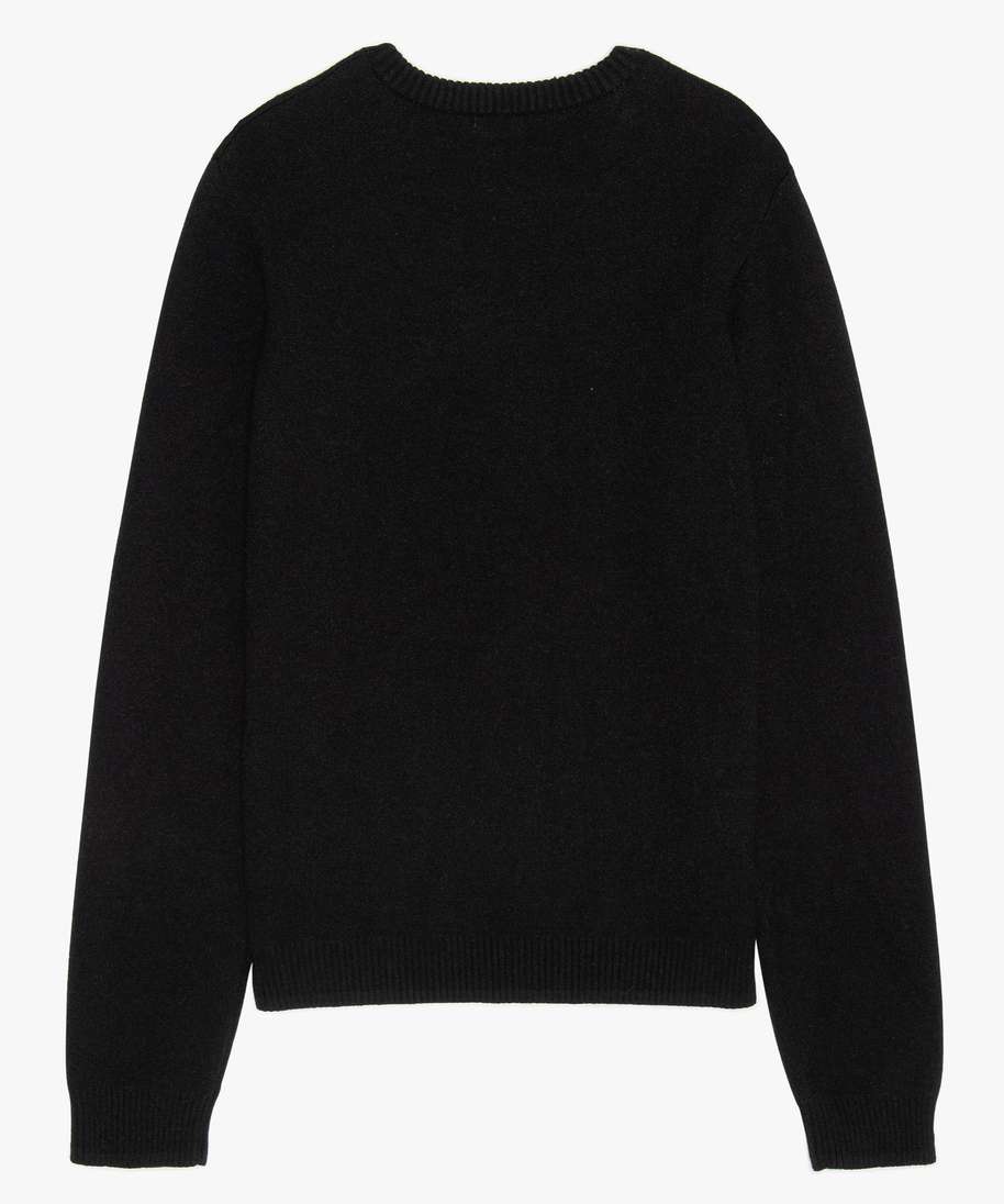 pull fille avec inscription et perles noir pulls fille | GÉMO