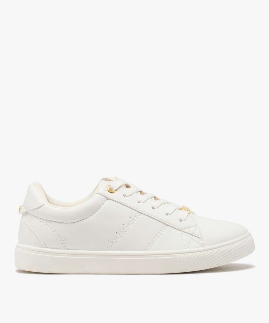 tennis femme unies a details metallises blanc femme | GÉMO