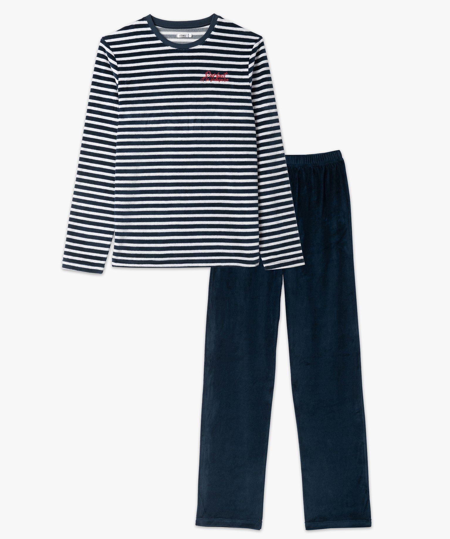 pyjama homme en velours avec haut raye bleu pyjamas et peignoirs homme ...
