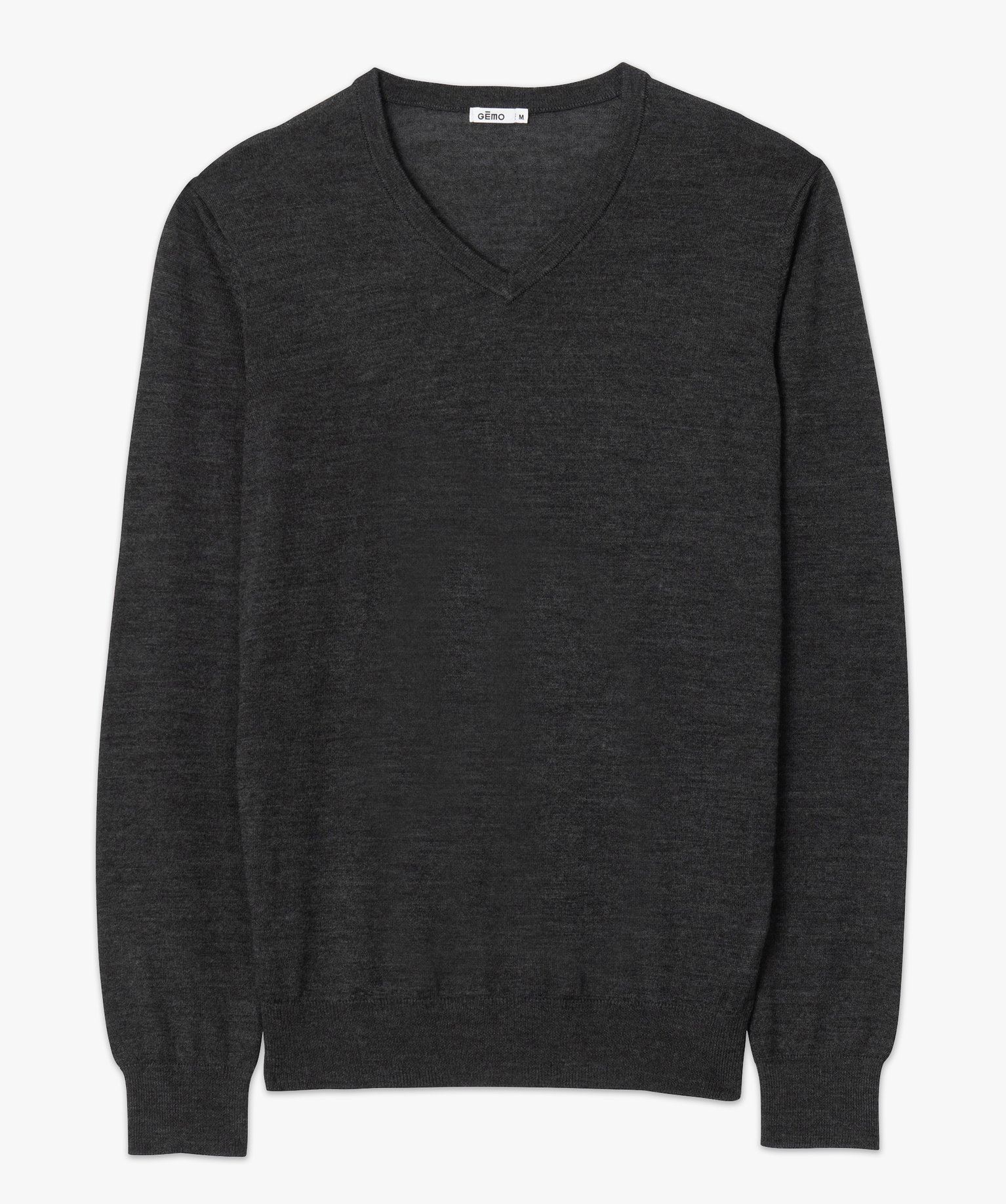 pull homme a col v 100 laine merinos gris standard pulls homme | GÉMO