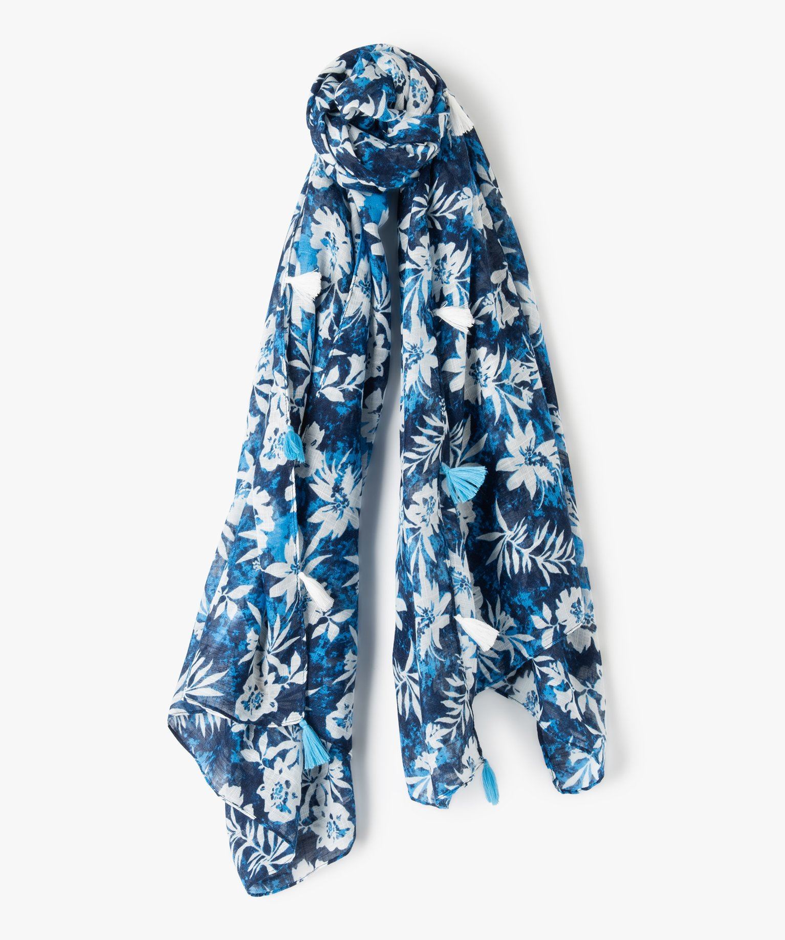 pareo femme a motifs fleuris bleu femme | GÉMO