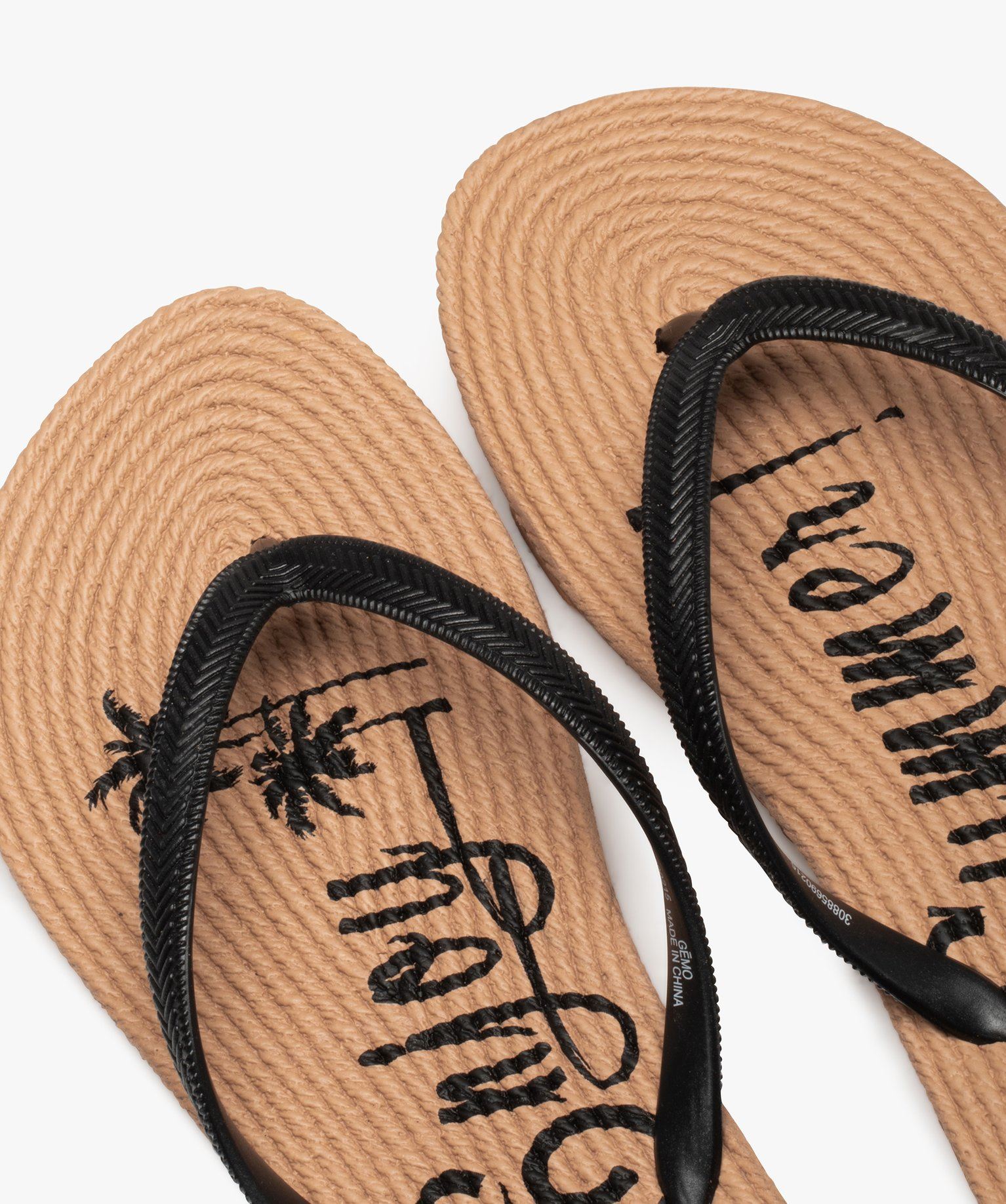 tongs femme a semelle imitation corde imprimee summer beige standard ...