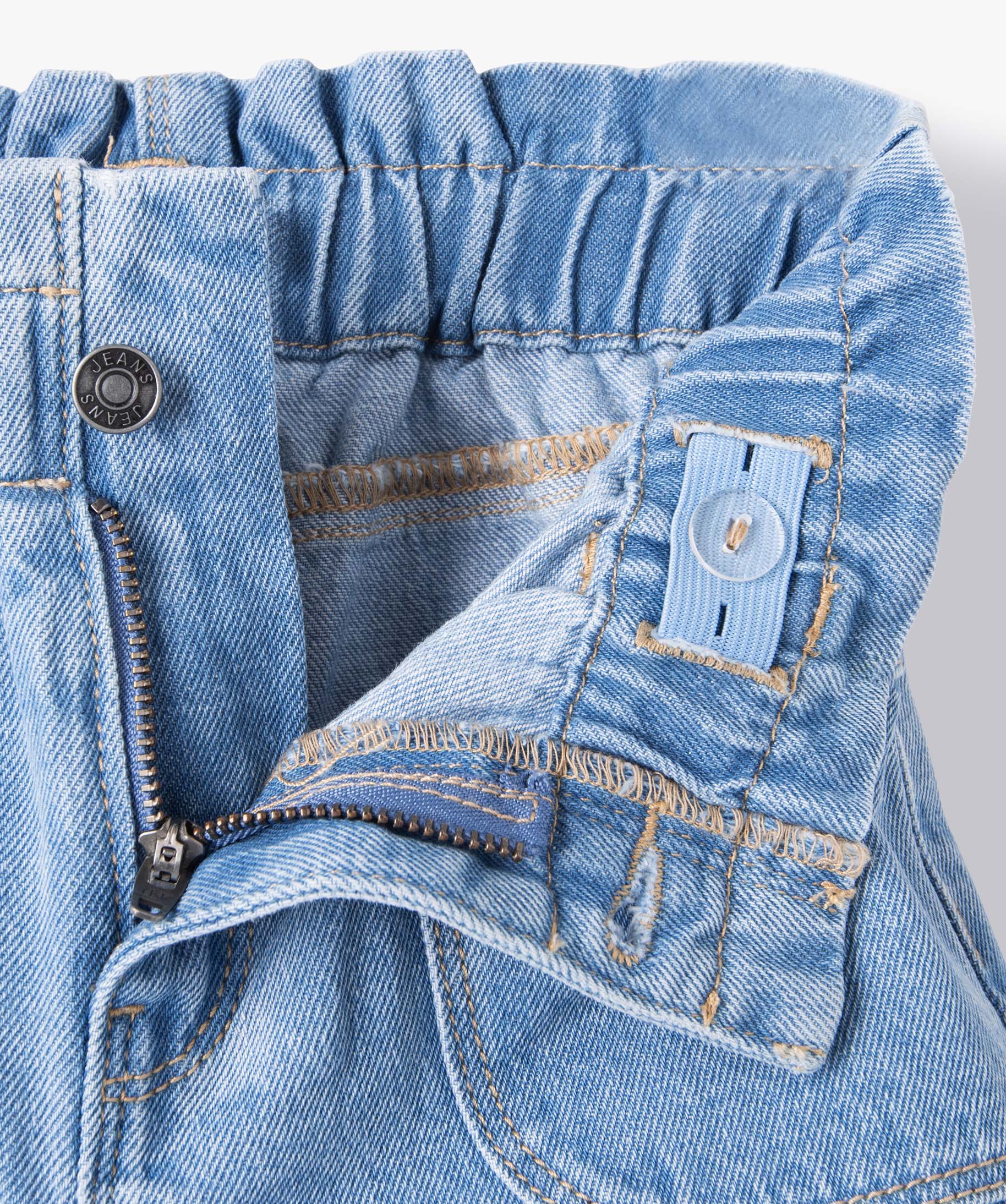 short en jean fille a taille haute paper bag bleu shorts fille | GÉMO