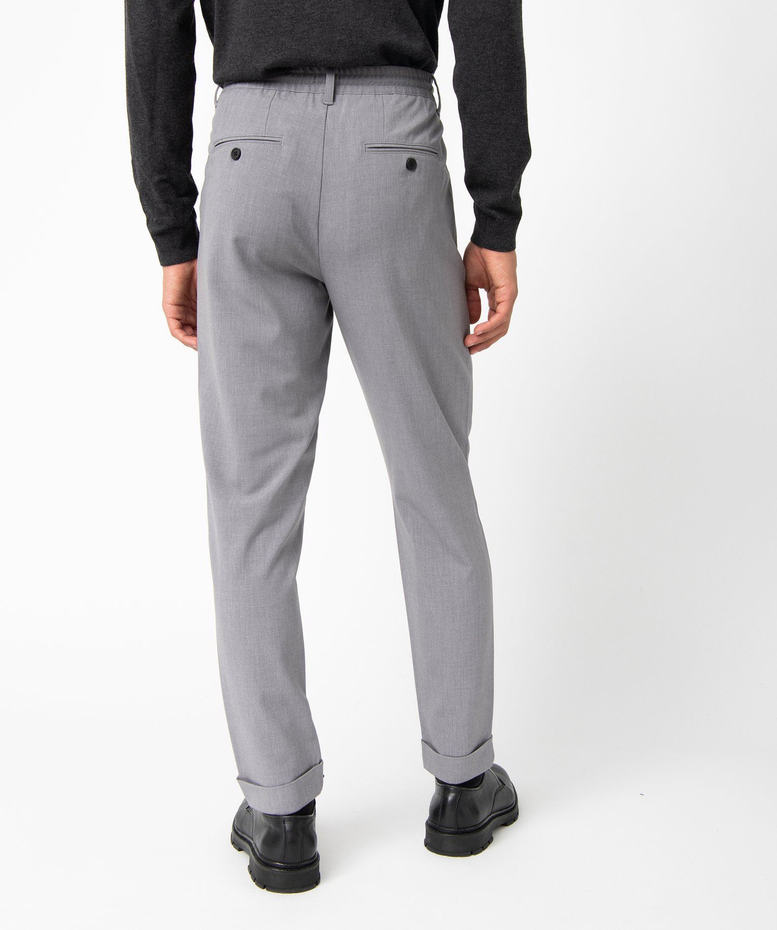 pantalon homme en toile avec taille ajustable gris homme | GÉMO