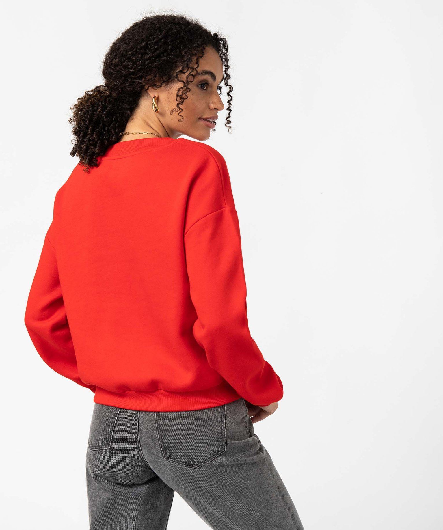 sweat femme ample et court a col v rouge standard sweats femme | GÉMO