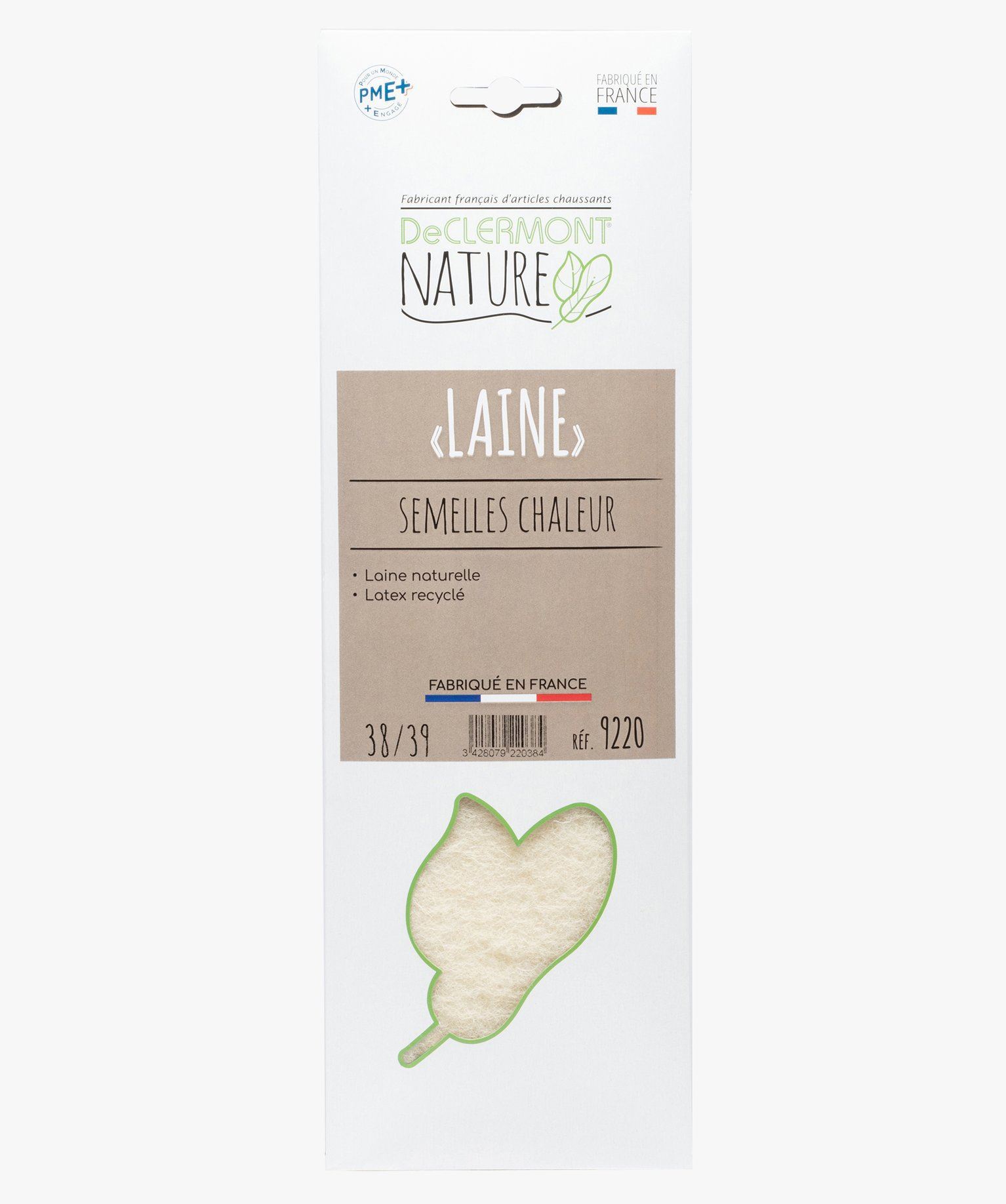 semelles chaleur avec laine naturelle - de clermont blanc standard ...