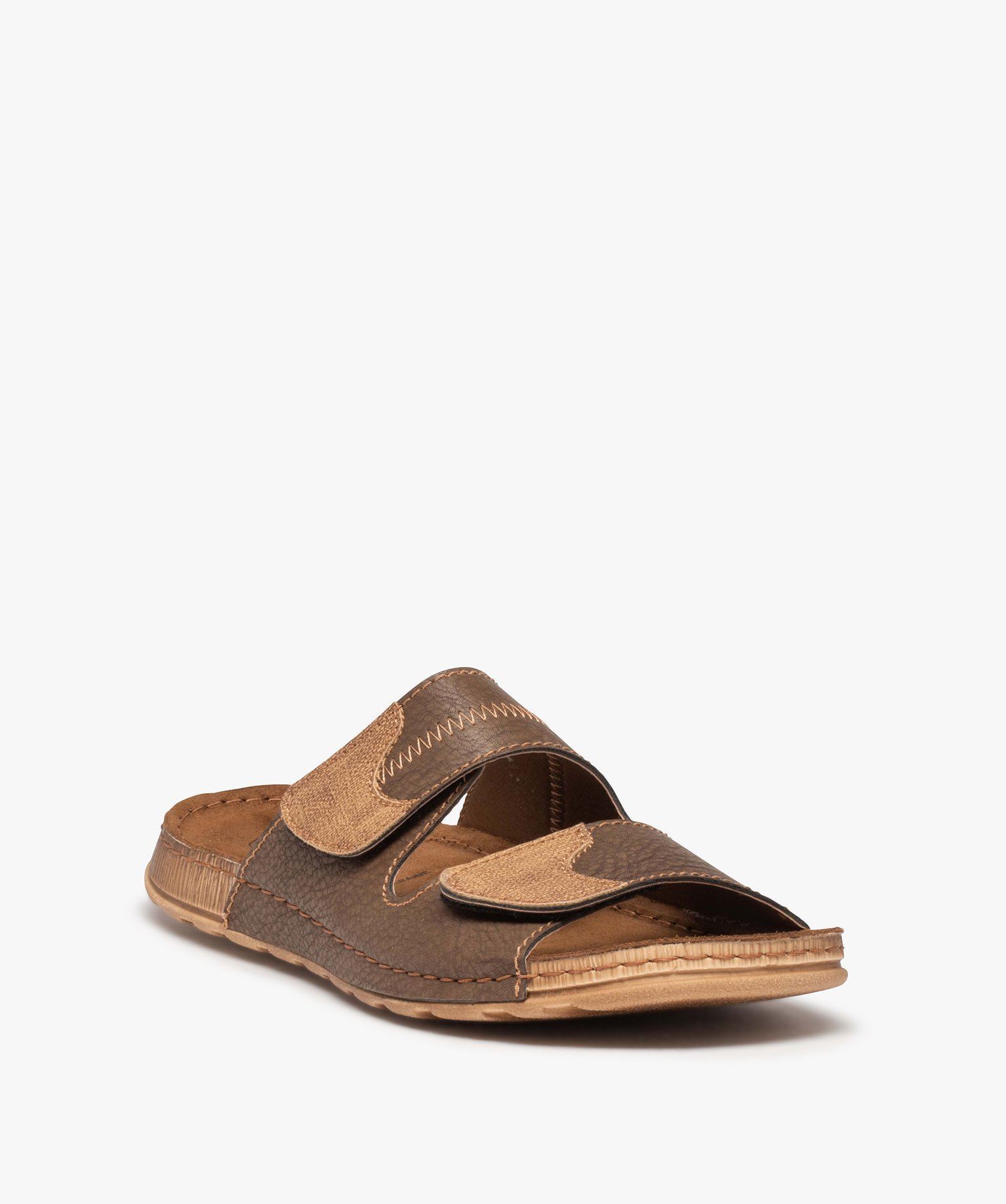 mules homme a double bride ajustable scratch marron standard sandales ...