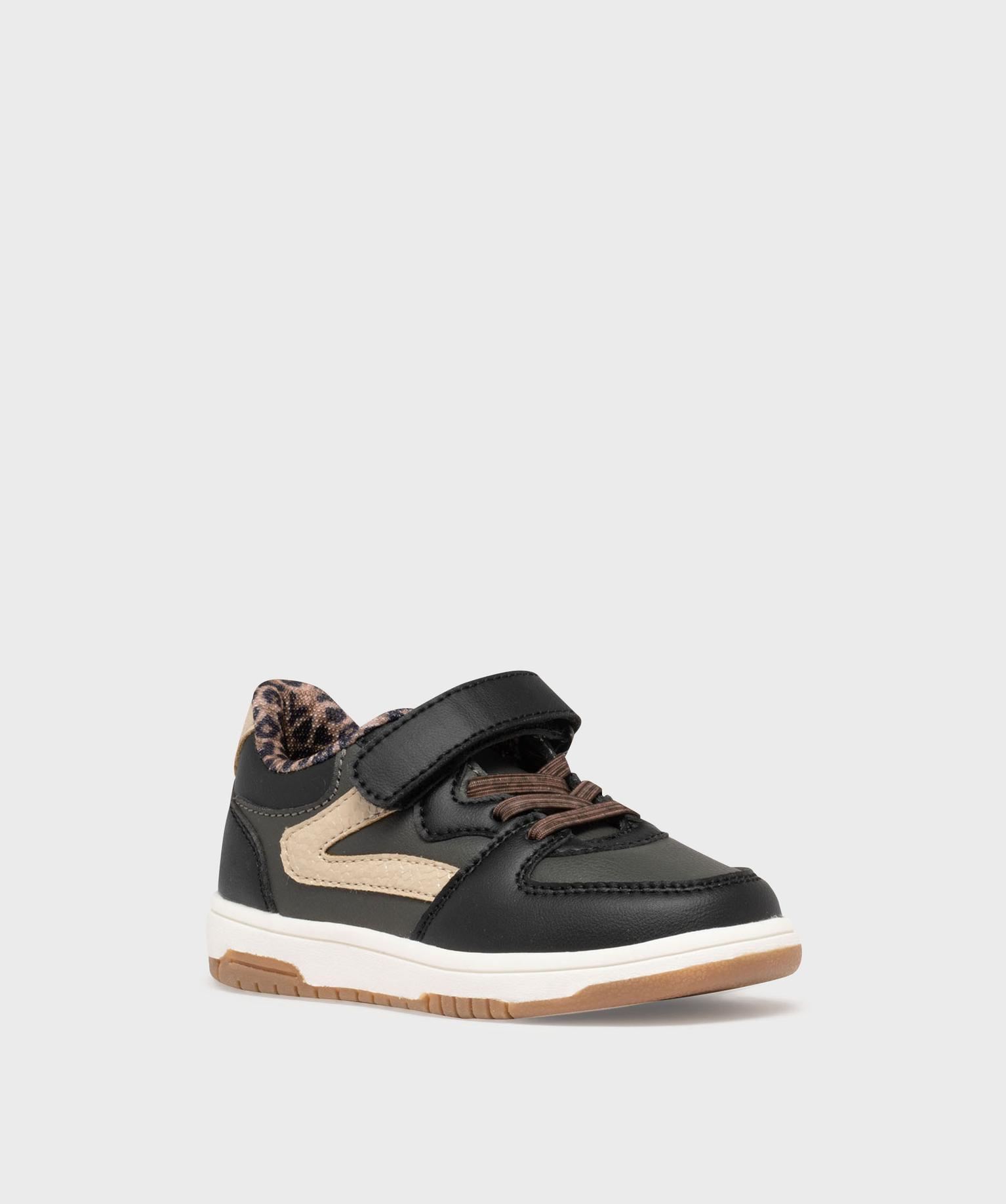 baskets basses a lacets elastiques et scratch fille - 5 miles noir ...