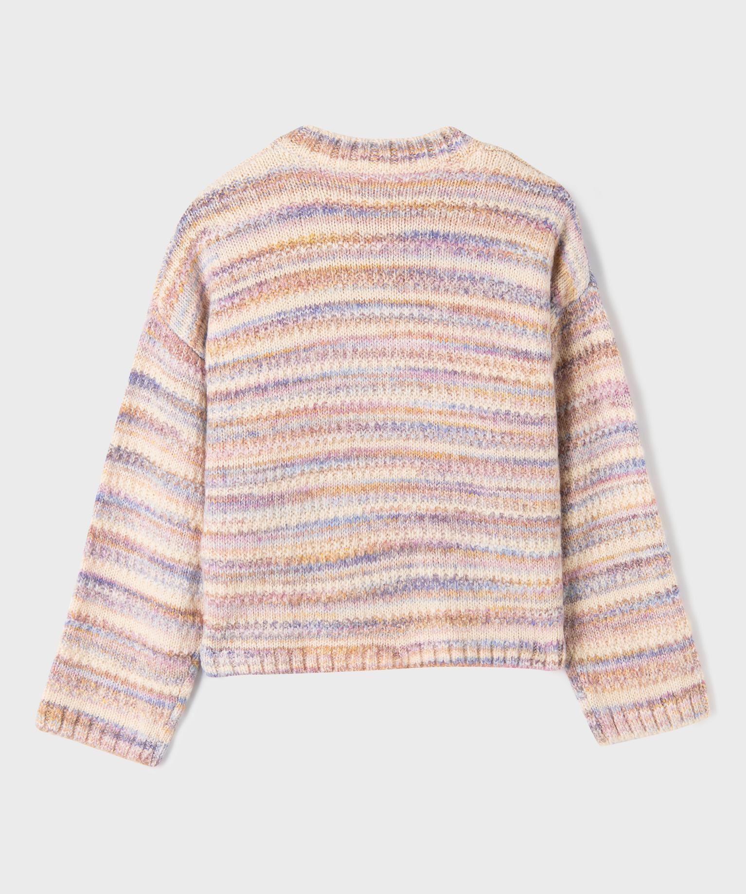 pull court et large en maille fantaisie a rayures colorees fille rose ...