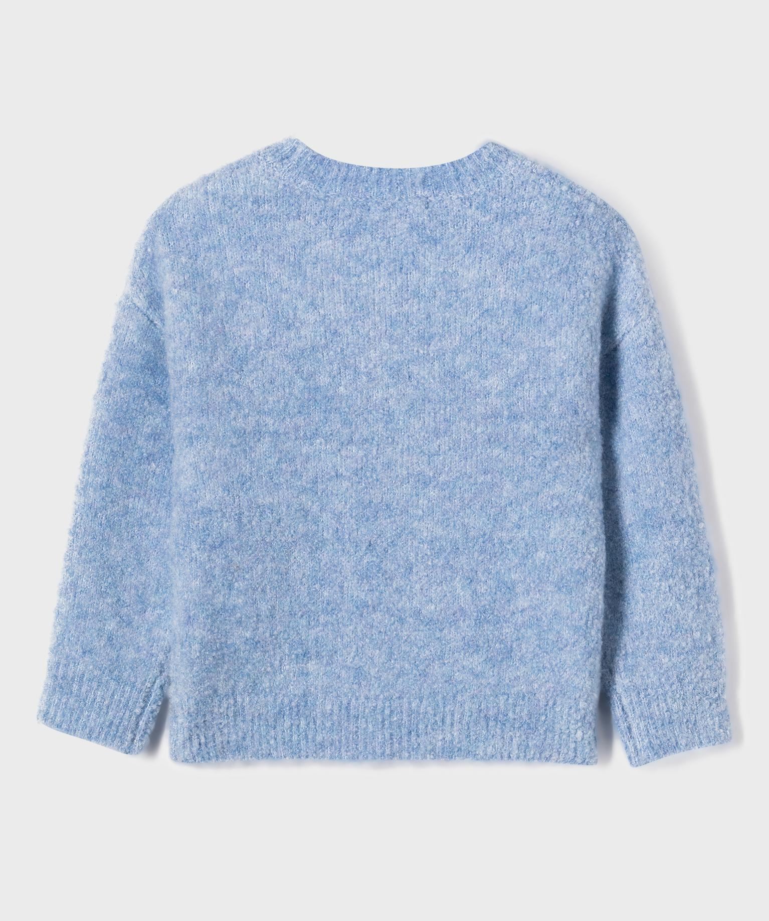 pull en maille bouclette fille bleu standard pulls fille | GÉMO