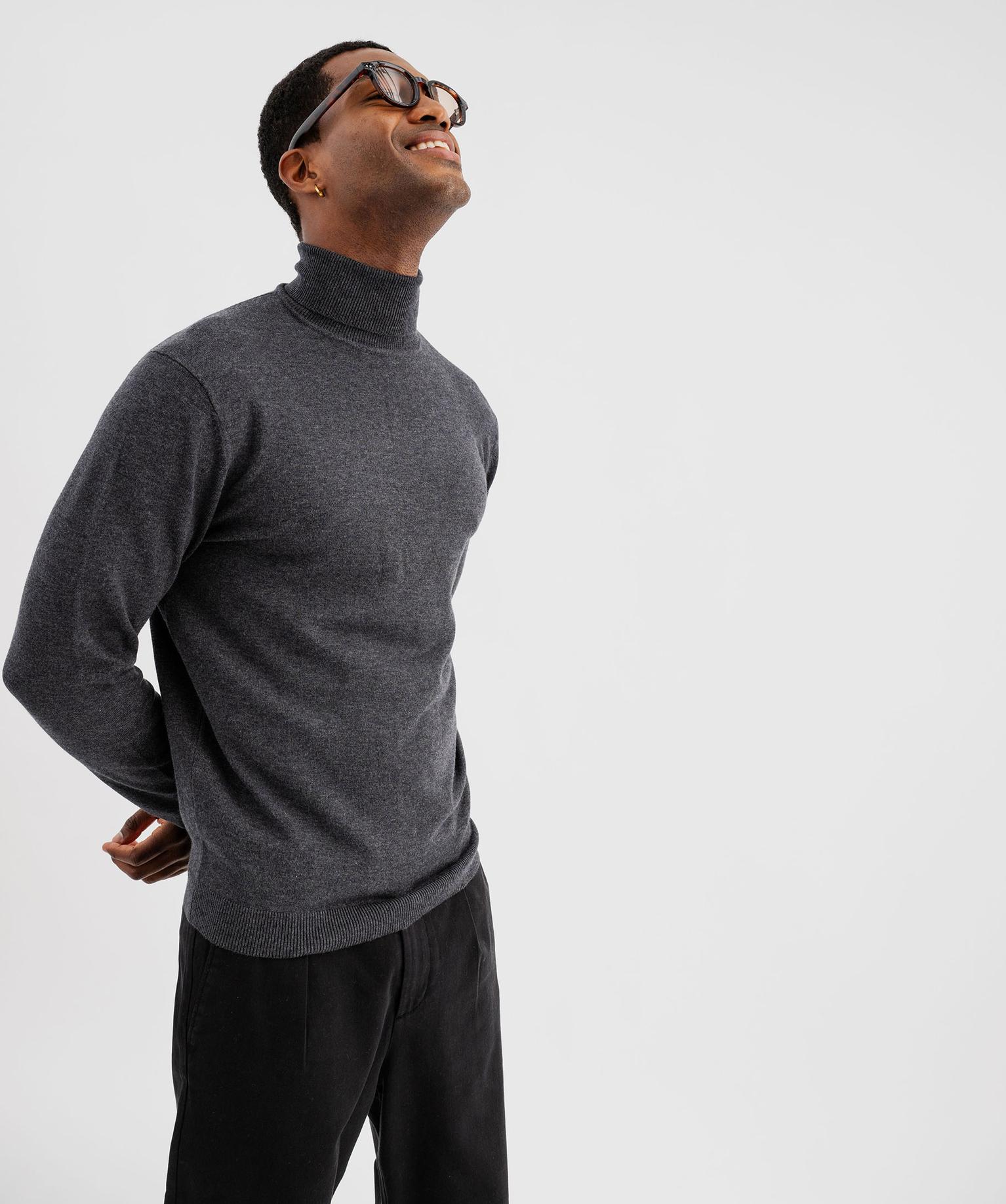 pull col roule en maille fine homme gris pulls homme | GÉMO