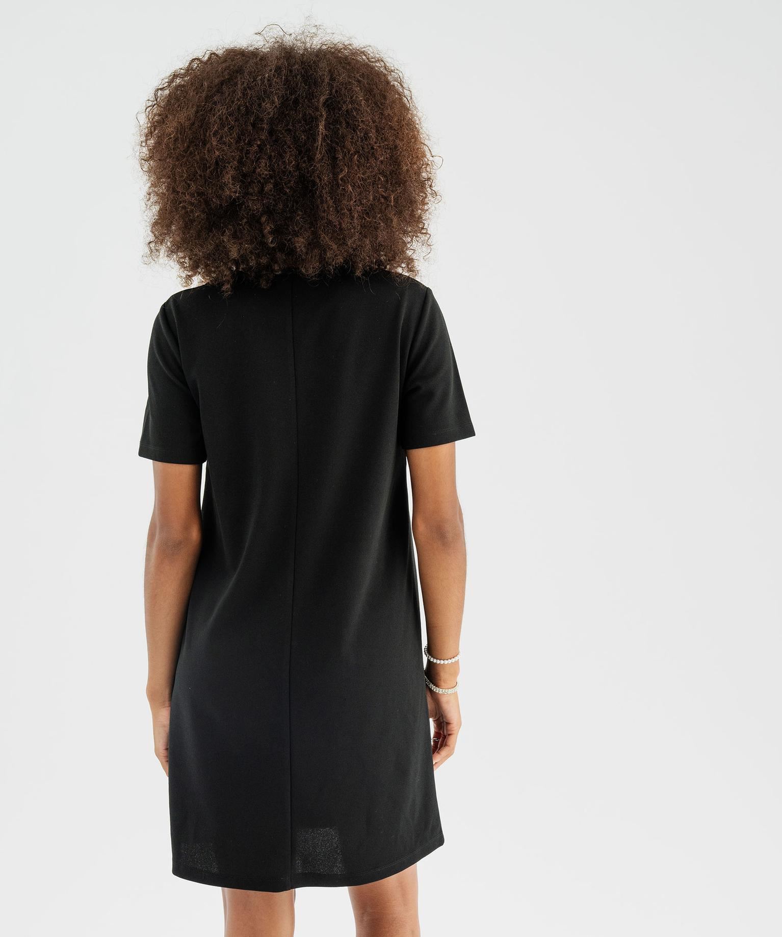 robe manches courtes coupe droite et courte femme noir standard robes ...